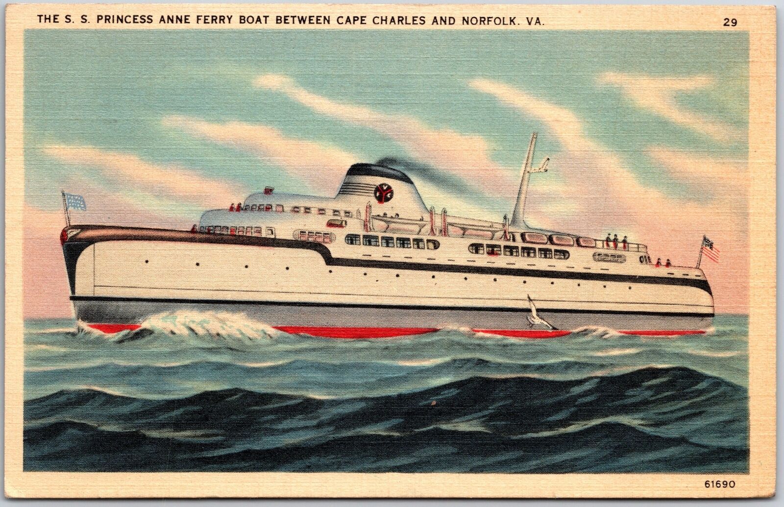 1940's S.S. Anne Ferry Boat Between Cape Charles and Norfolk Virginia ...