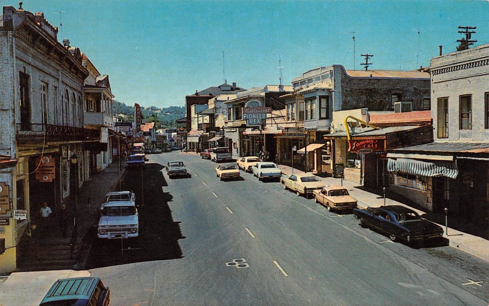 Jackson California 1960s Postcard Main Street Cars Cafe Restaurant ...