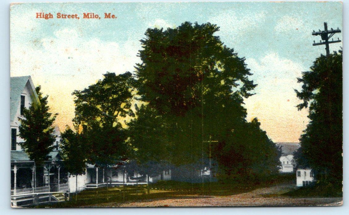 MILO, Maine ME ~ HIGH STREET Scene c1910s Piscataquis County Postcard ...