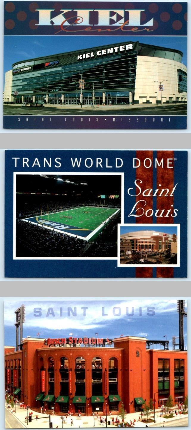 3 Postcards ST. LOUIS, MO ~ Busch Stadium KIEL CENTER Trans World Dome ...