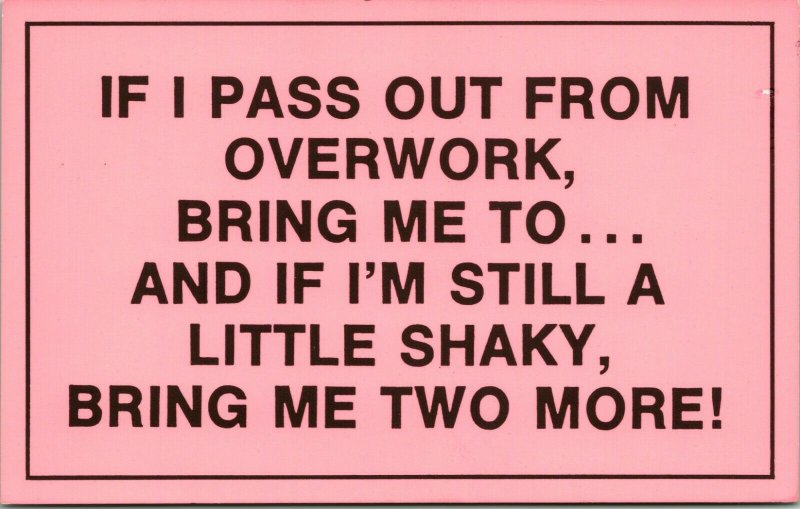 1970s Postcard Vagabond Creations Humor Novelty - If I pass Out From ...