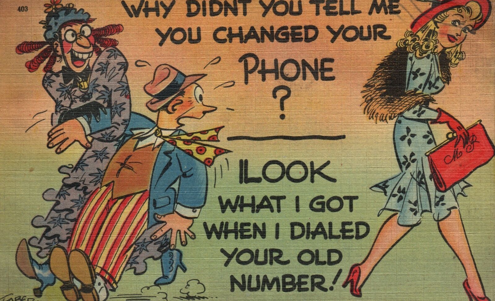 Vintage Postcard Why Didn't You Tell Me You Change Your Phone? Funny ...