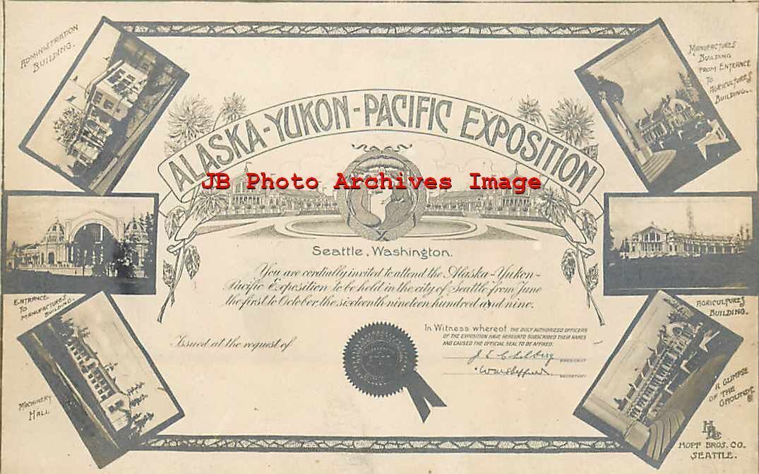 Alaska Yukon Pacific Expo, RPPC, Hopf Bros, Multi-View, Various Scenes ...