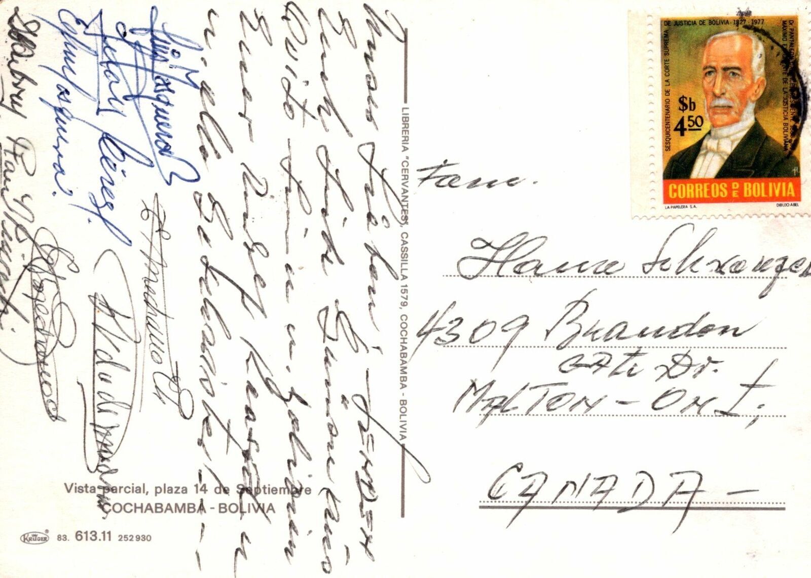 Vintage Continental Size Postcard 1970s Street Scene Cochabamba Bolivia ...