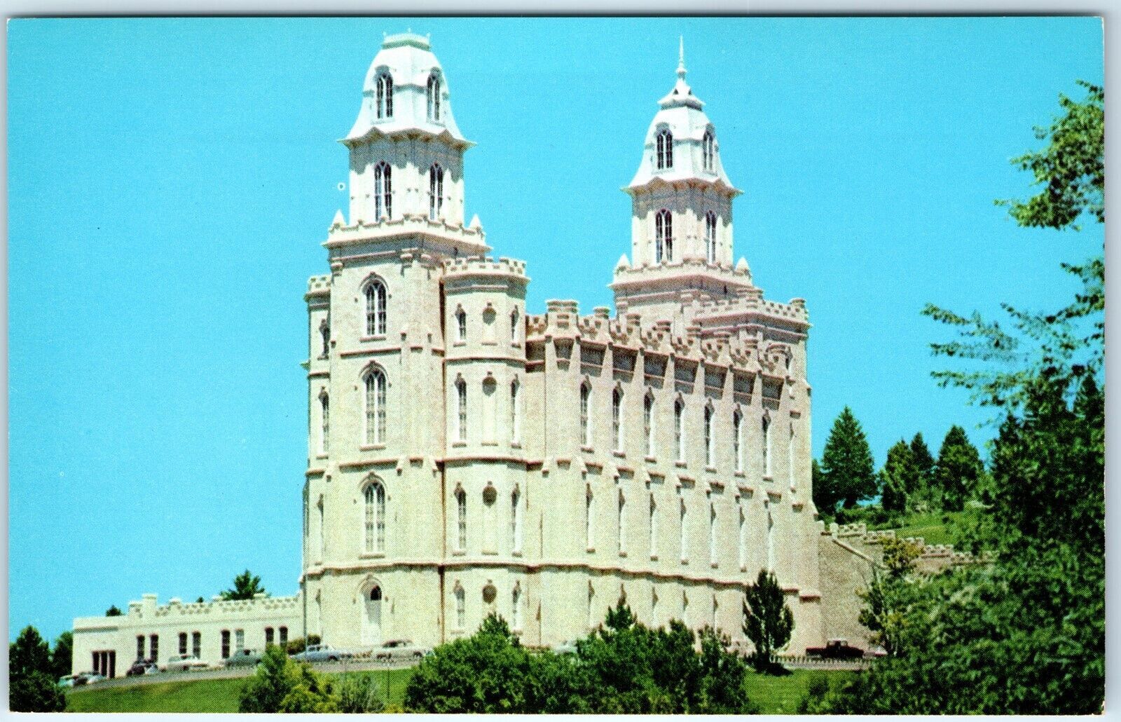 c1960s Manti, UT Mormon Temple Castle Architecture Oolite Stone Chrome ...