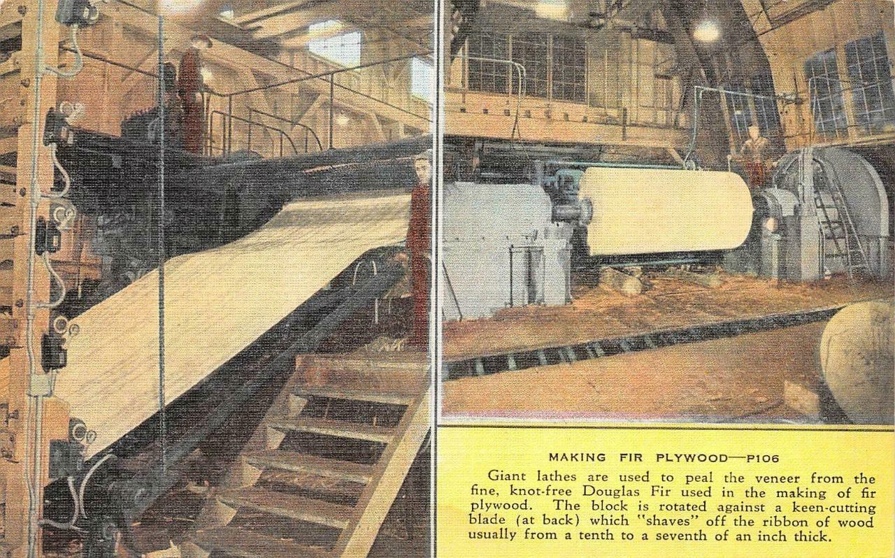 Lumber Industry MAKING FIR PLYWOOD FactoryLathesWorkers ca1940s ...