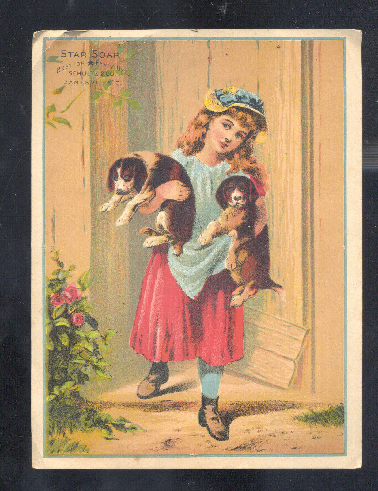 Zanesbille Ohio Star Soap Schultz CO. Cute Girl With Dogs Victorian ...