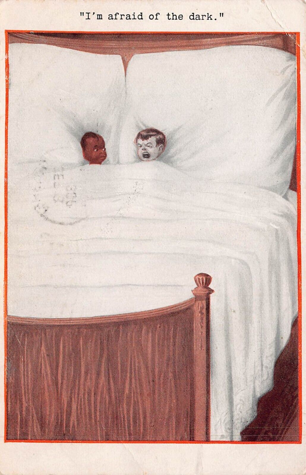 I'M Afraid of the Dark-Black & White Boys in Bed~Postcard~1914 Postcard ...