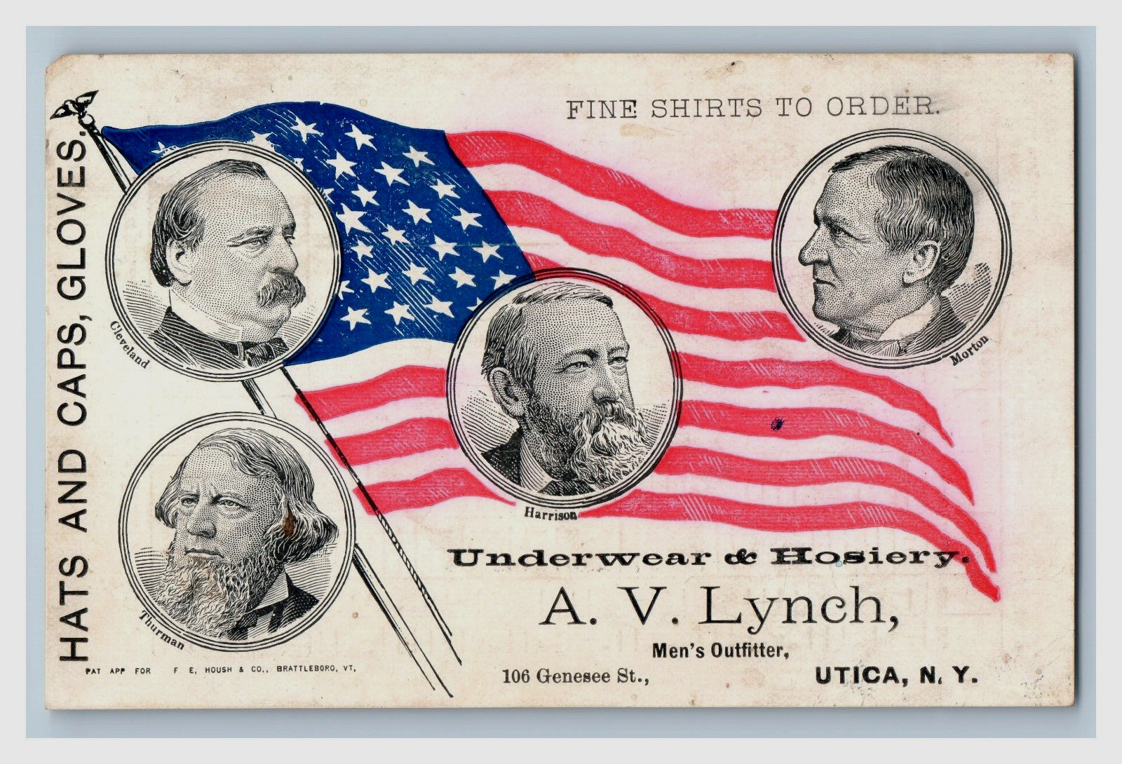 1884 A.V Lynch Underwear Political Popular Vote By State Cleveland ...