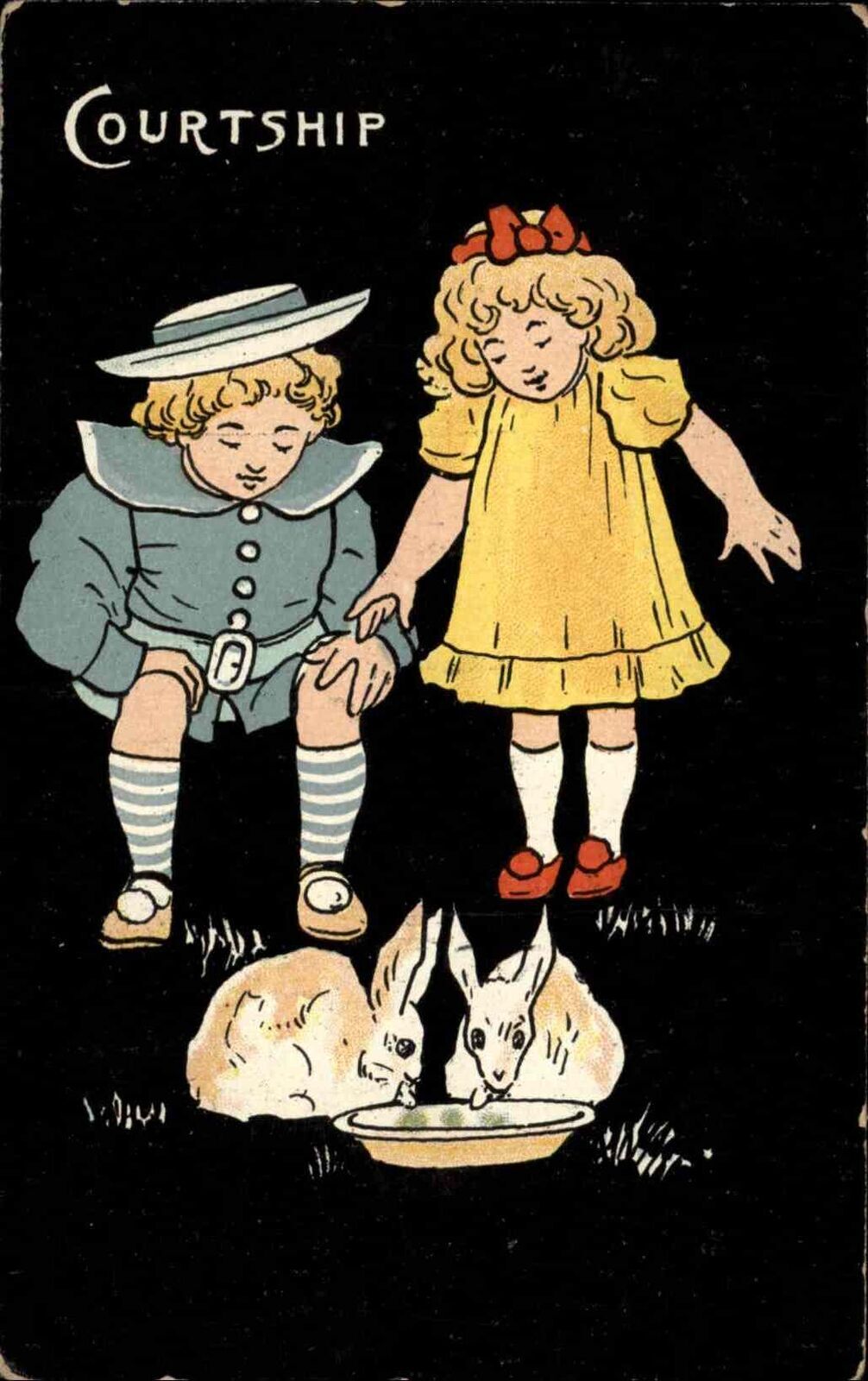 Millar and Lang Little Girl and Boy Fine Bunny Rabbits c1910 Postcard ...