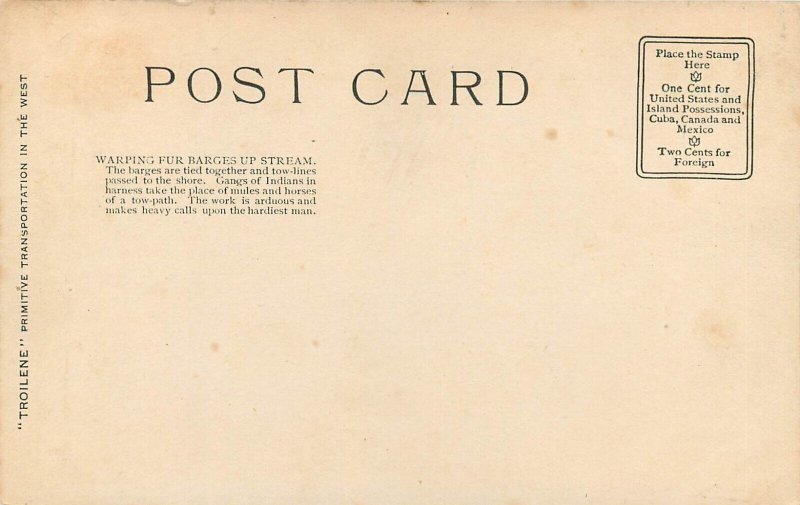 John Innes Western Artist Signed Postcard; Warping the Fur Barge ...