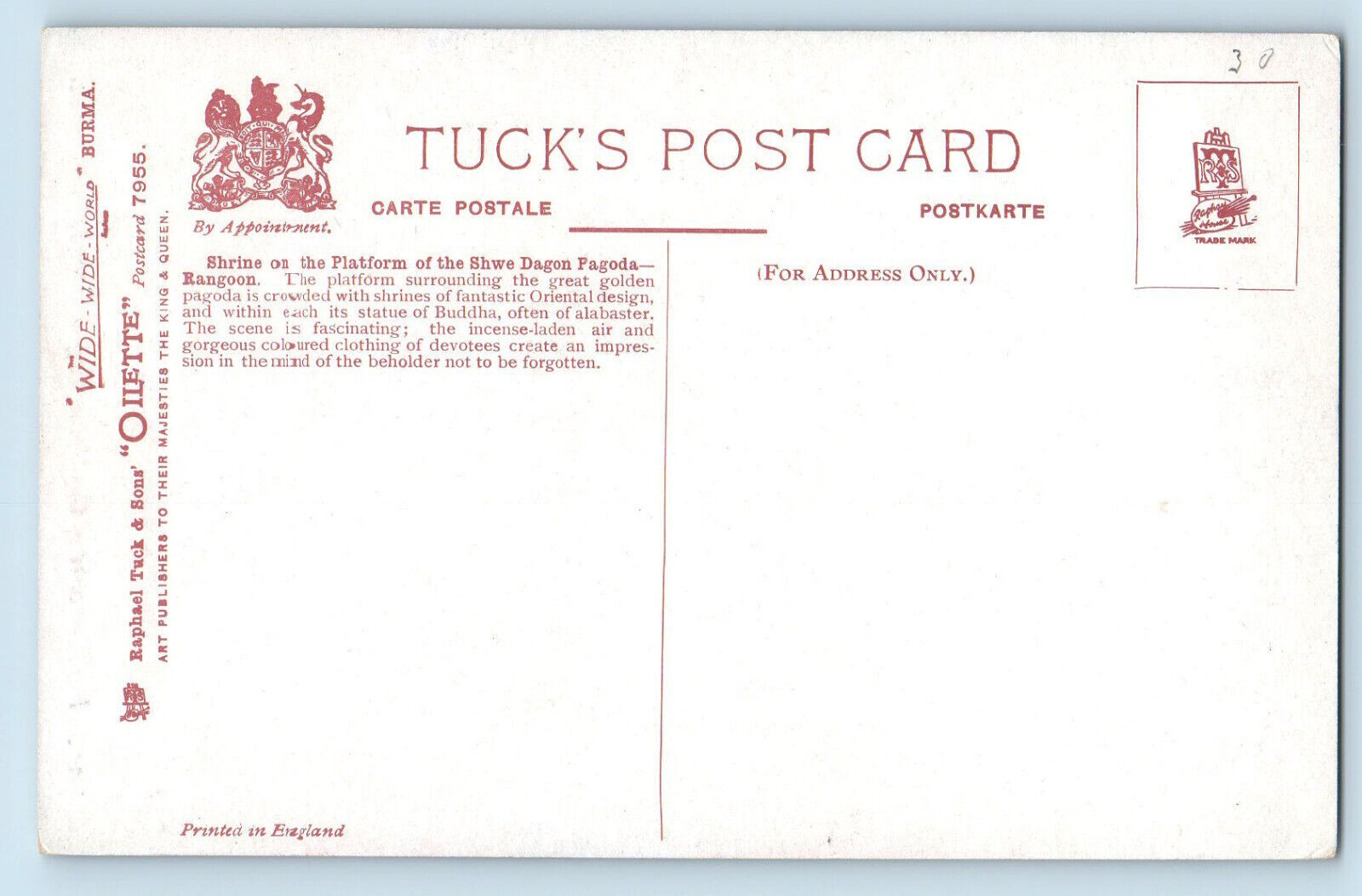 Myanmar Postcard Shrine on the Platform of Shwe Dragon Pagoda c1910 ...