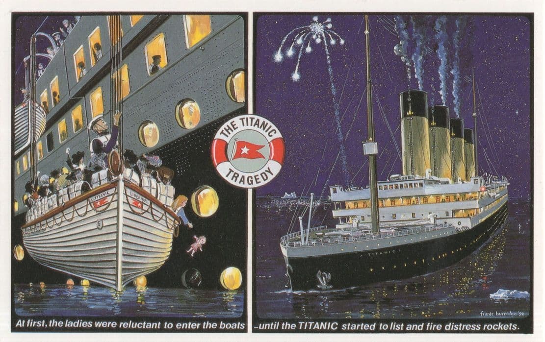 The Titanic Ship Lifeboats Before Sinking Distress Rockets Postcard ...