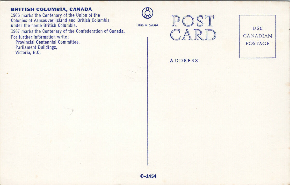 British Columbia Centenaries 1966-67 Totems Vancouver Island Postcard ...
