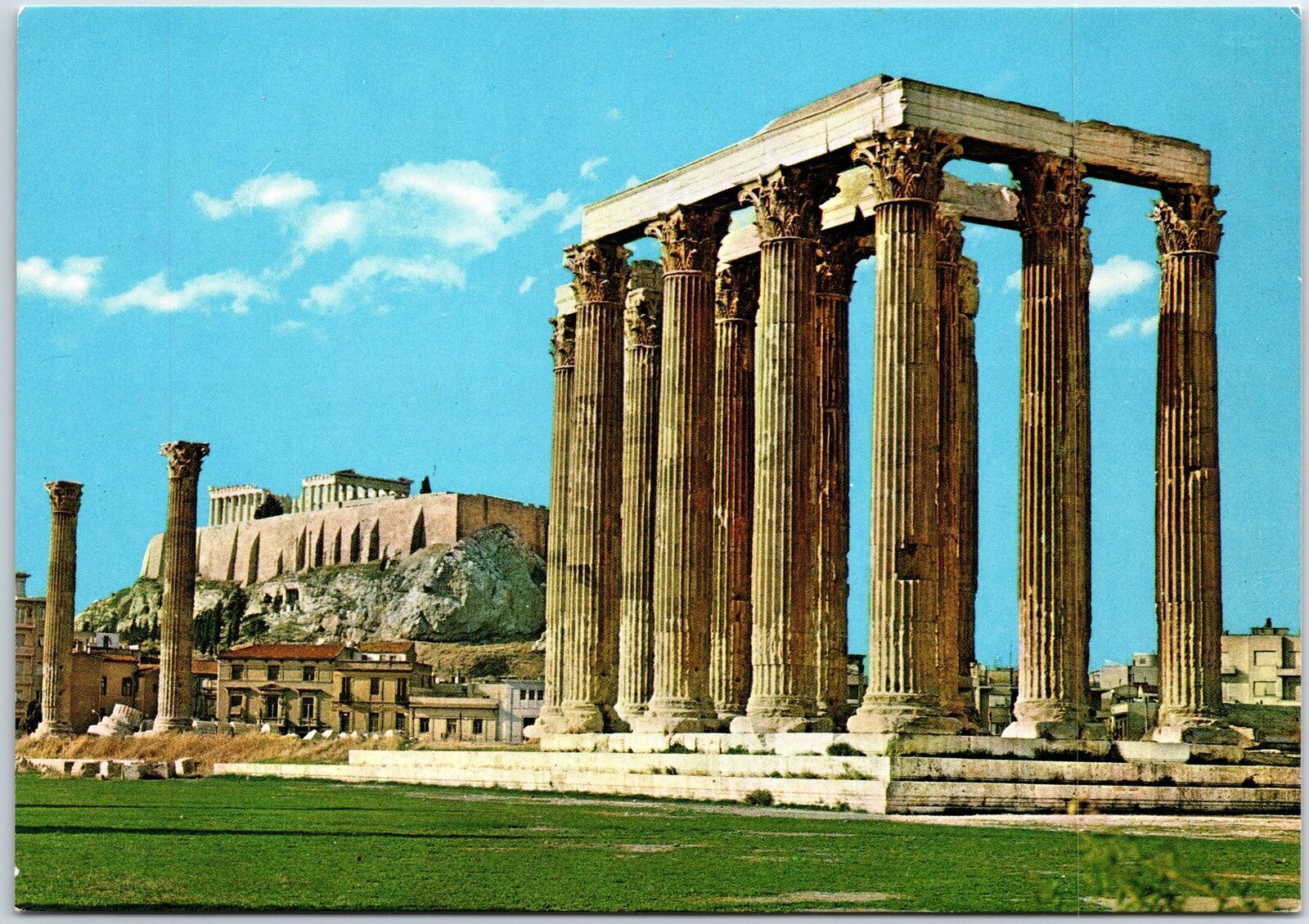 Vintage Continental Sized Postcard Olympian Zeus Temple Athens Full ...