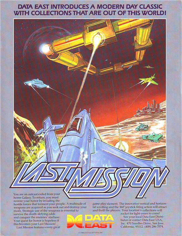 LAST MISSION 1986 NOS VIDEO ARCADE GAME MACHINE FLYER Vintage Promo ...