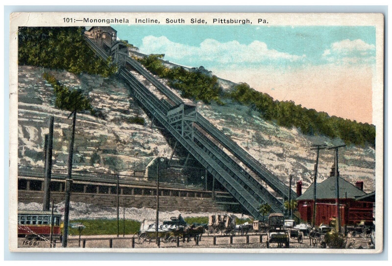 c1950 Monongahela Incline South Side Horse Buggy Trolley Pittsburgh PA ...