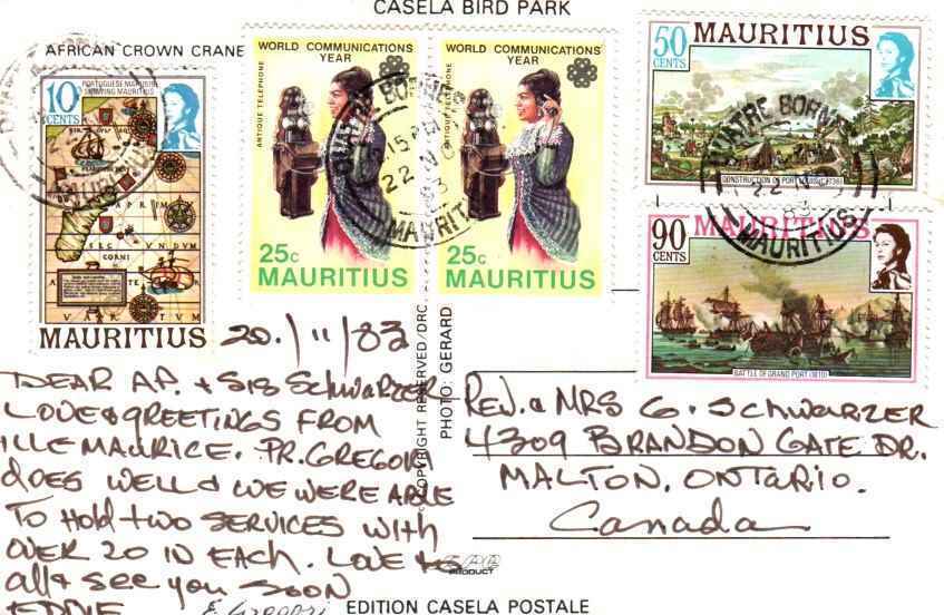 Peacock at Casela Bird Park Posted Mauritius 1983 Super Postage Stamps ...