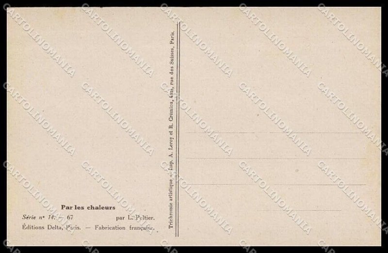 Artist Signed L. Peltier Risque Lady Par les chaleurs serie 14-67 pc ...