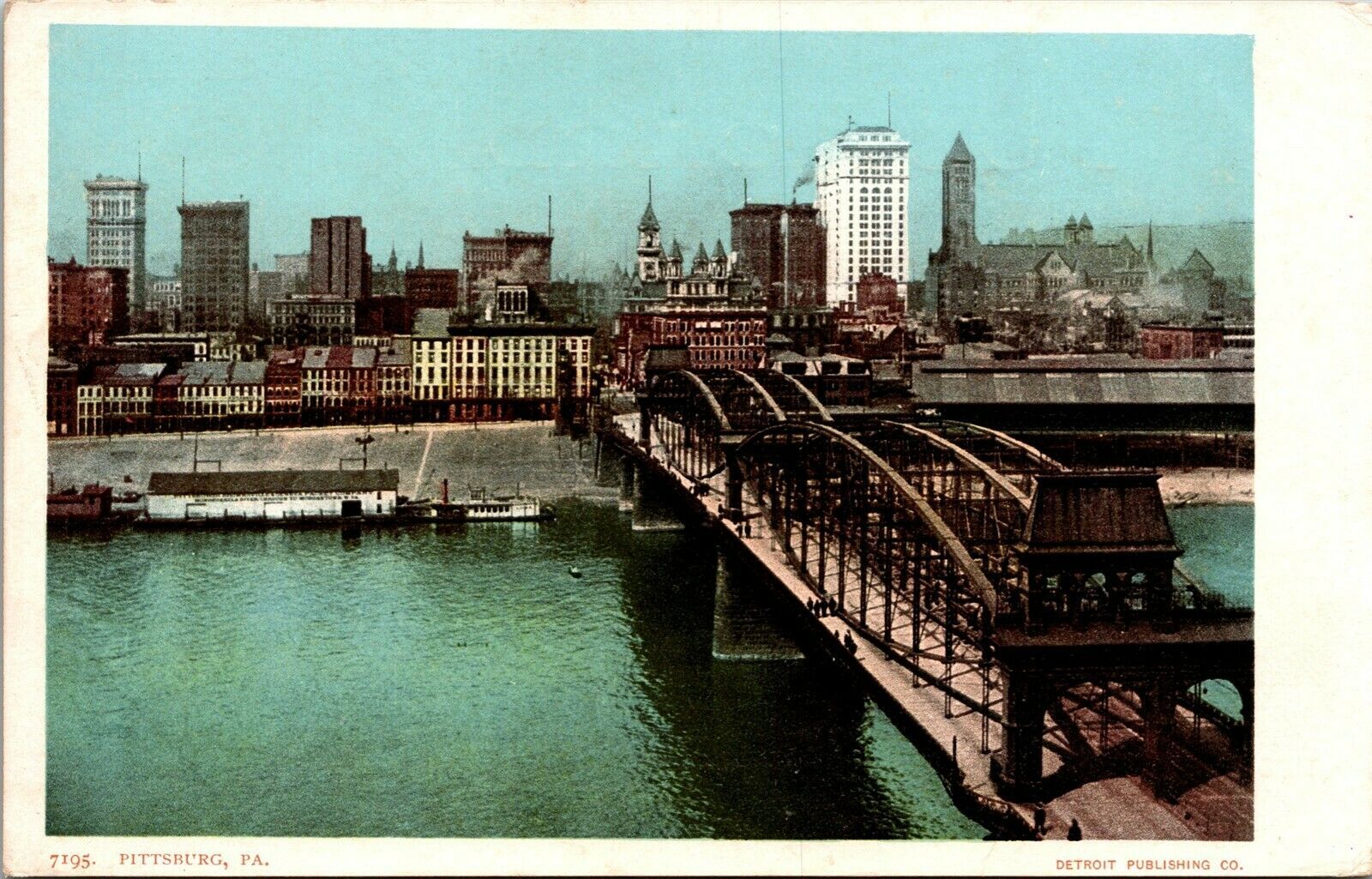 Vtg Pittsburgh Pennsylvania PA Smithfield Street Bridge & Skyline 1904 ...