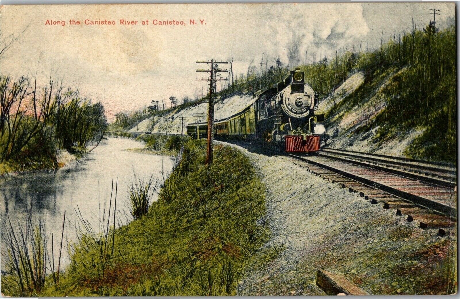 Railroad Along the Canisteo River at Canisteo NY Vintage Postcard R31 ...