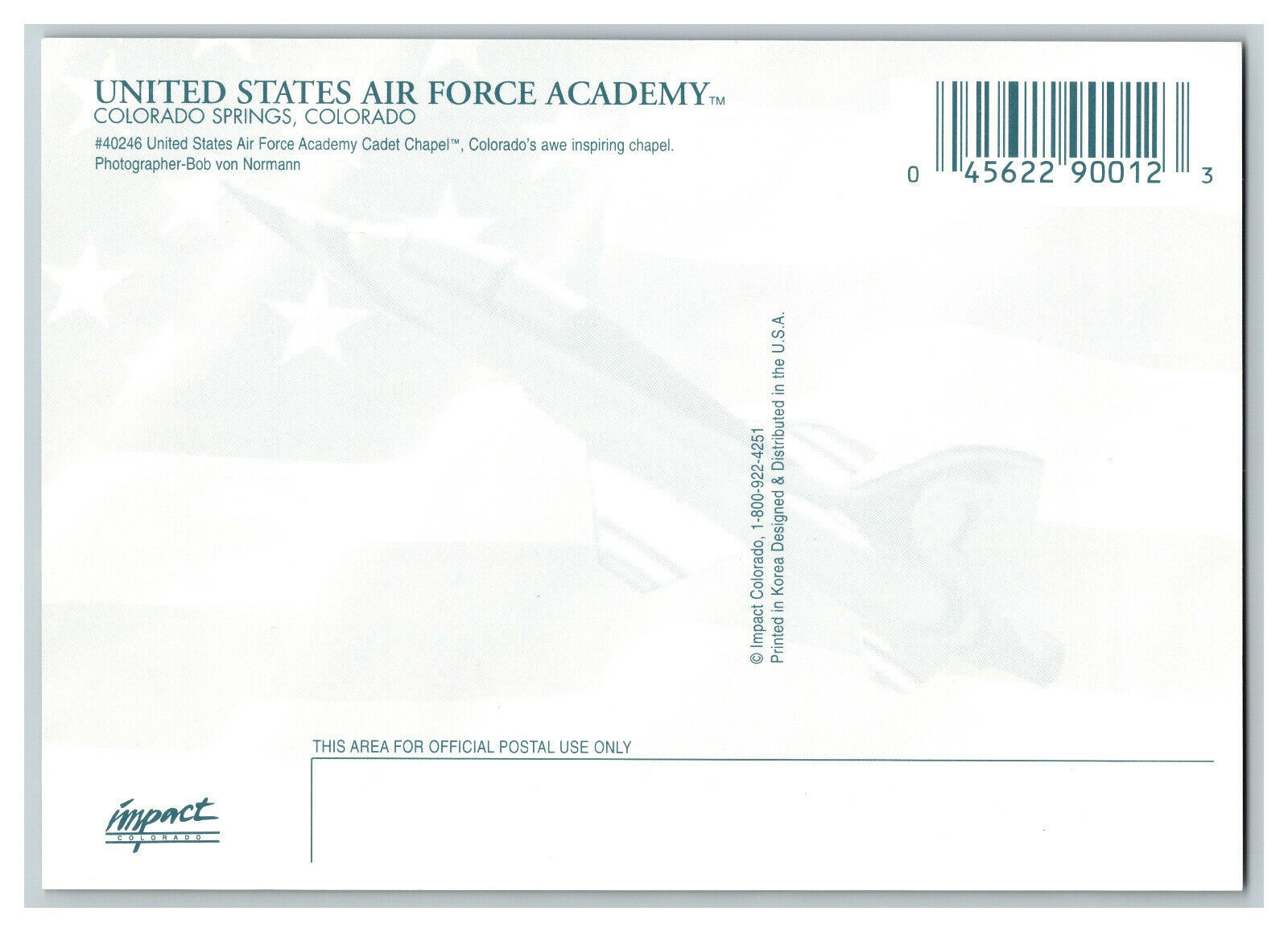 United States Air Force Academy CO Cadet Chapel Continental View Card ...