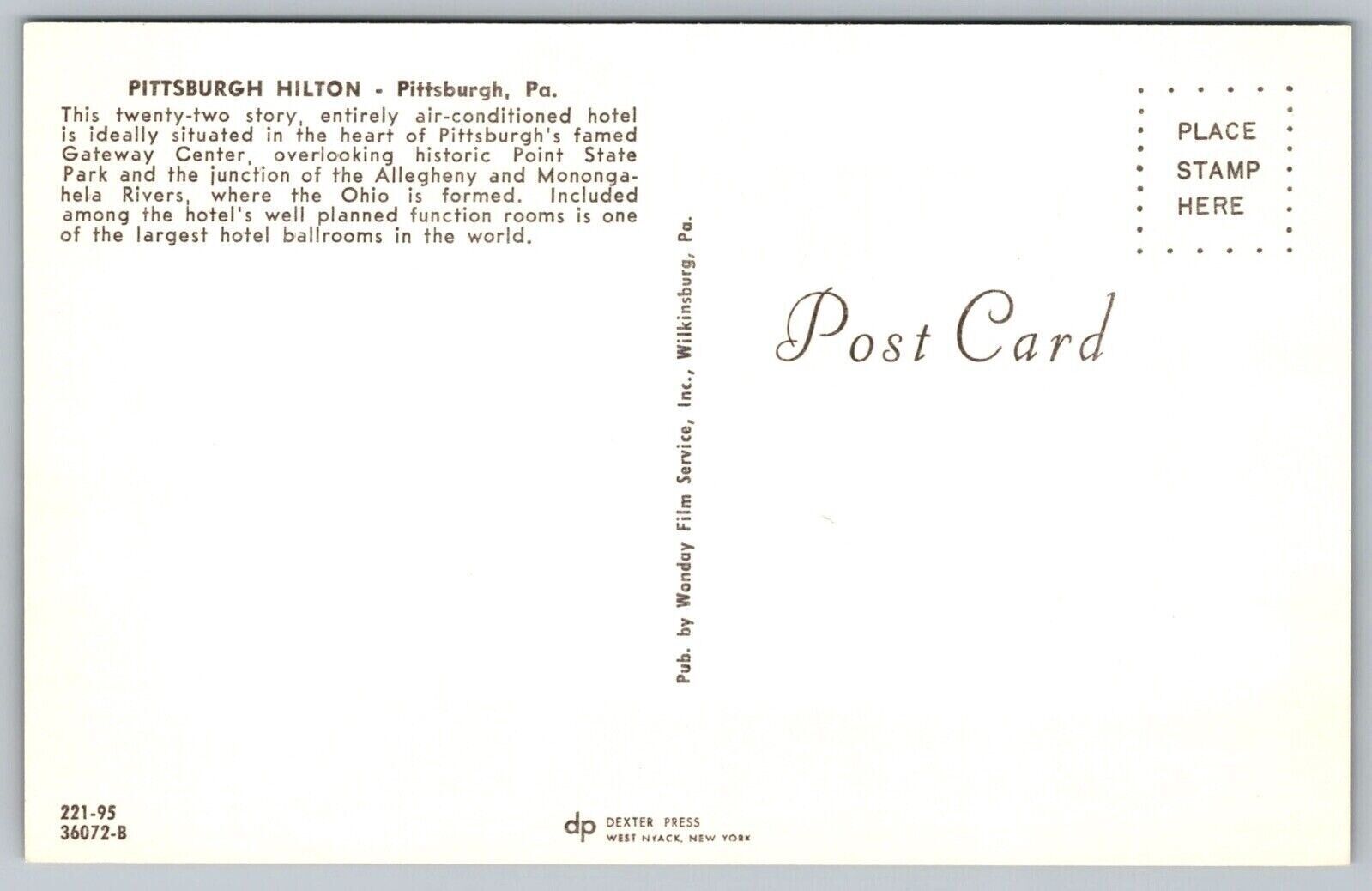 Pittsburgh Hilton Pennsylvania Gateway Center Point State Park Vintage ...