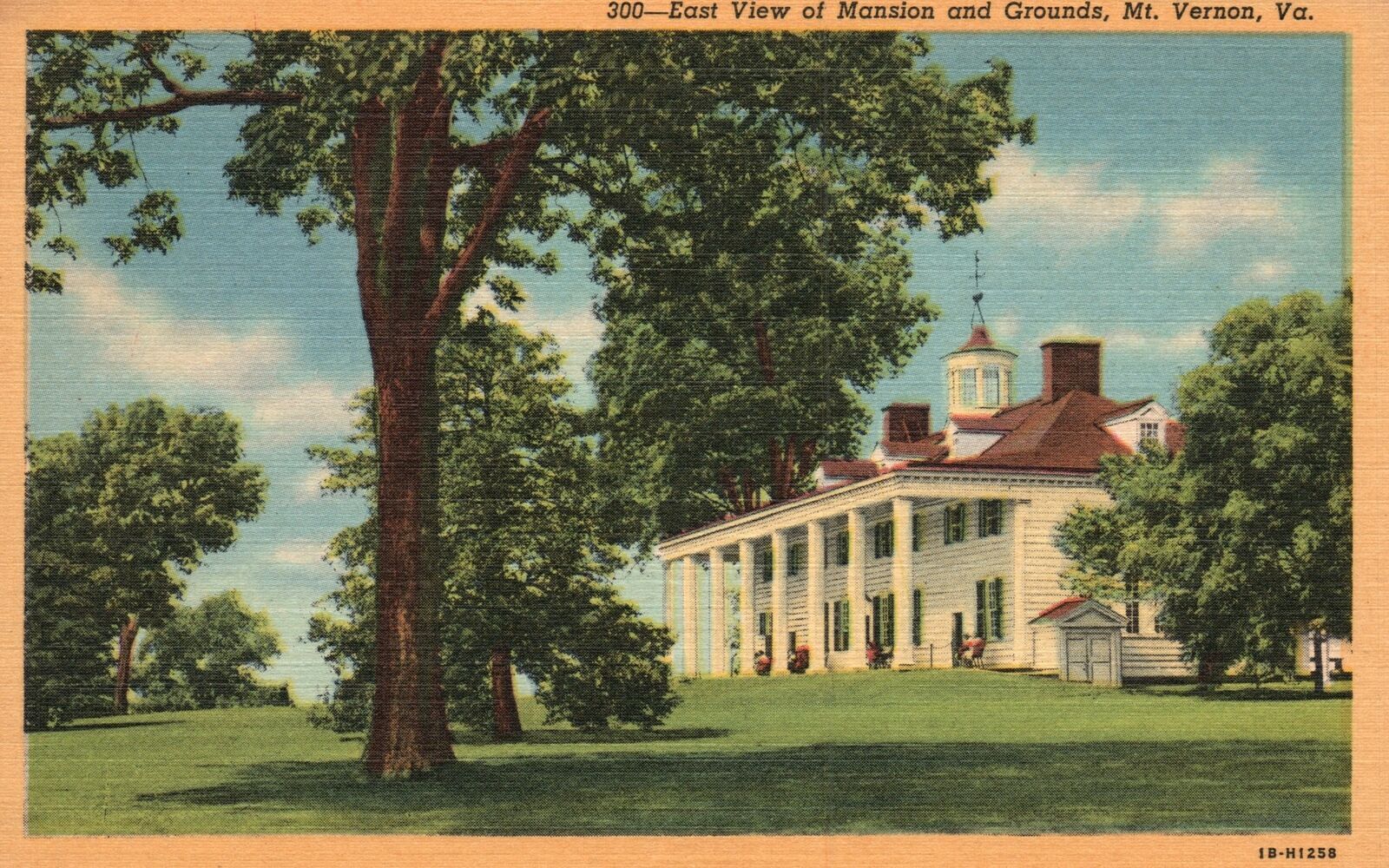 Vintage Postcard 1930's East View of Mansion & Grounds Mt. Vernon ...