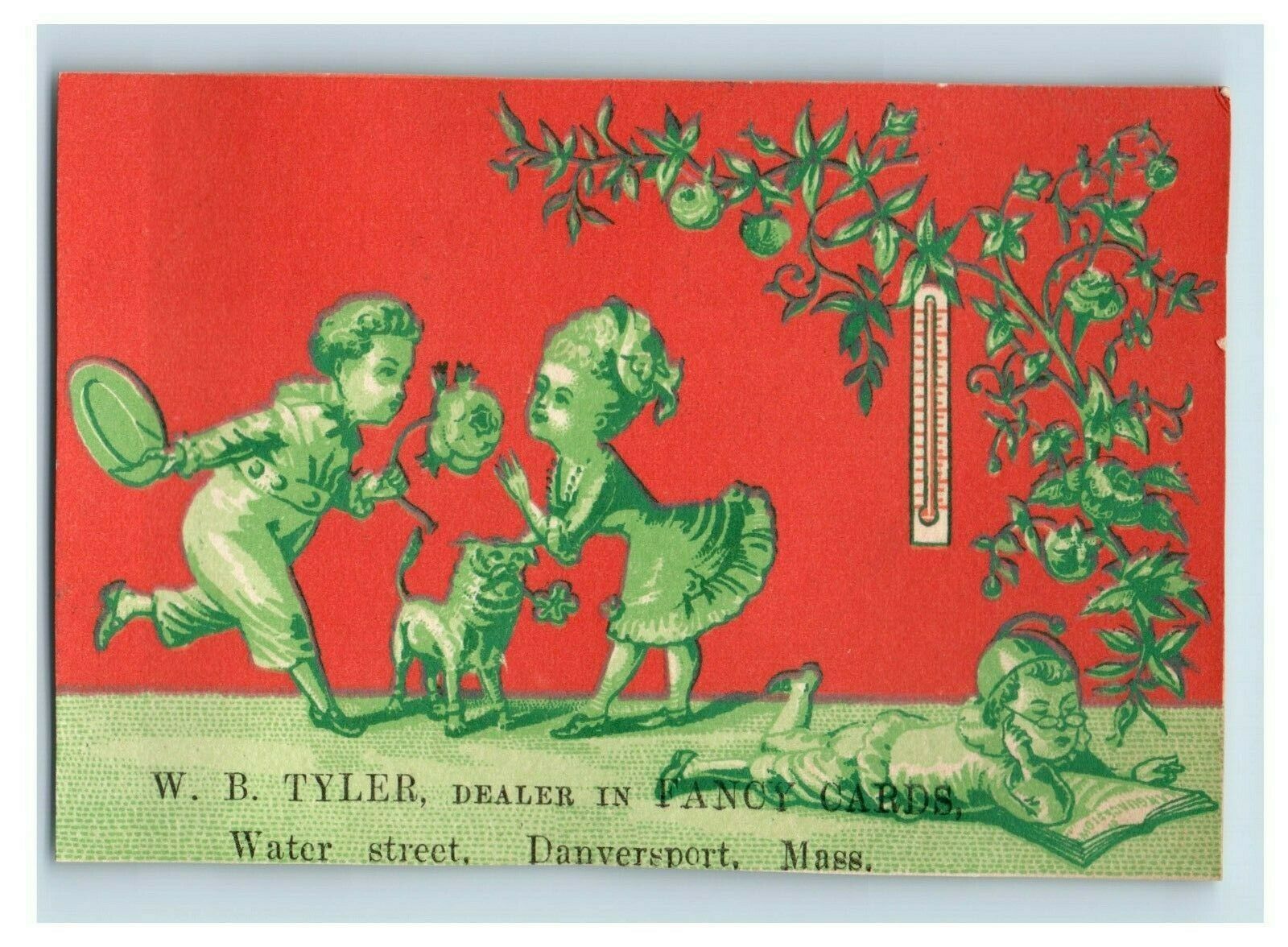 Lot Of 4 1880's W.B. Tyler Fancy Cards Dealer Pantomime Boys Fight ...