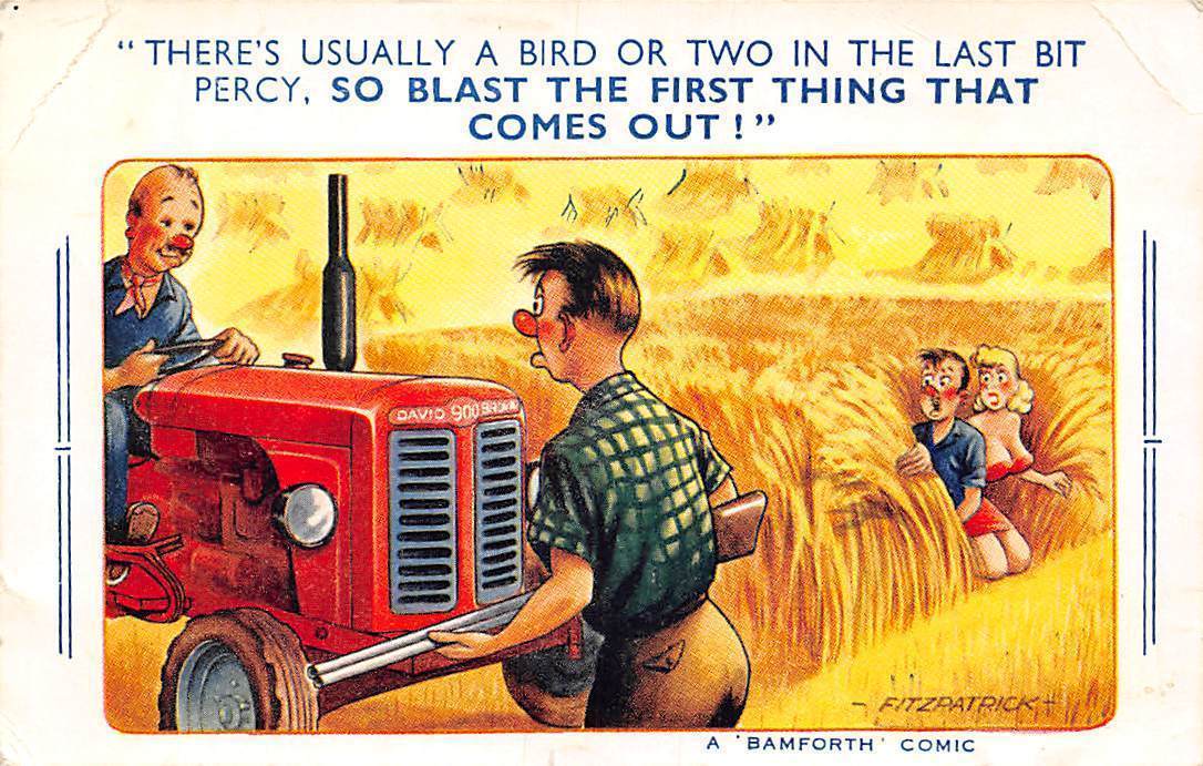 Bamforth Comic, Tractor Farm "Blast the First Thing that Comes Out ...