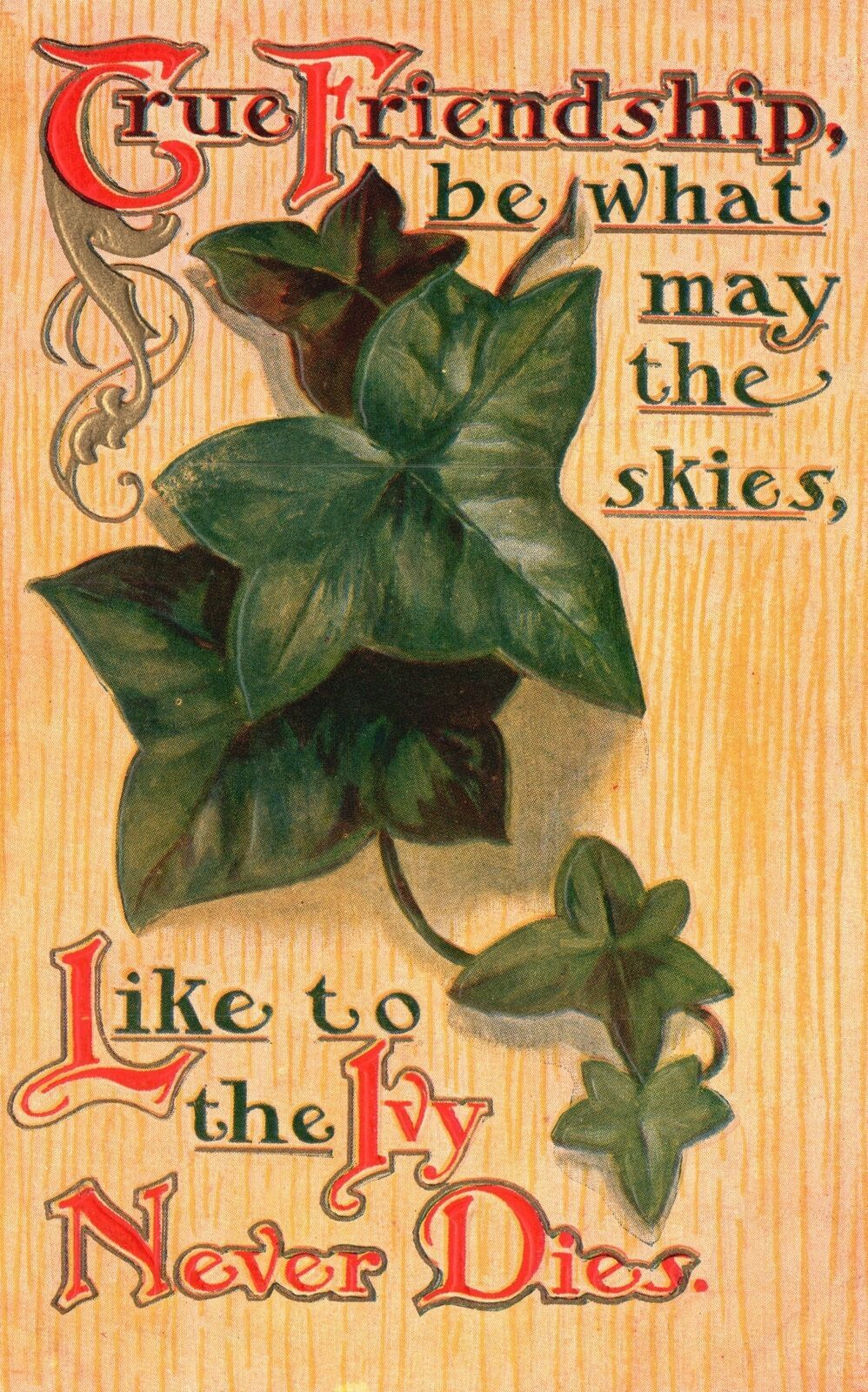 Vintage Postcard True Friendship Ivy Leaves Greetings And Wishes ...