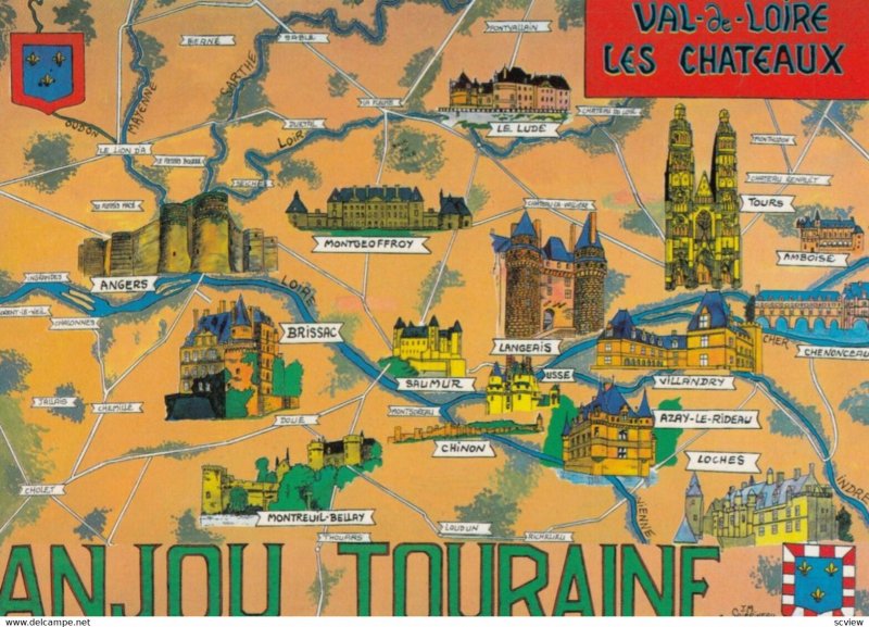ANJOU TOURAINE , France , 1960-70s ; Map | Topics - Maps, Postcard ...
