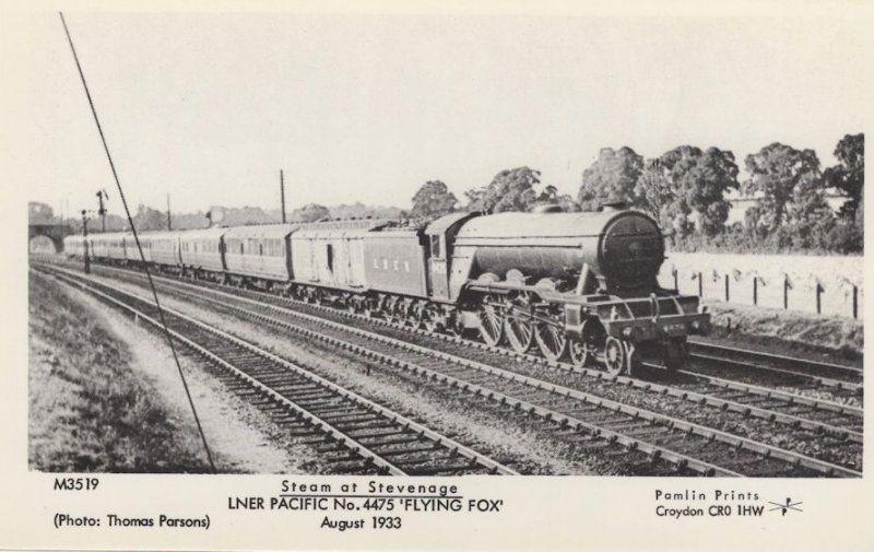 LNER Pacific Flying Fox Train 4475 at Stevenage Herts Photo Postcard ...