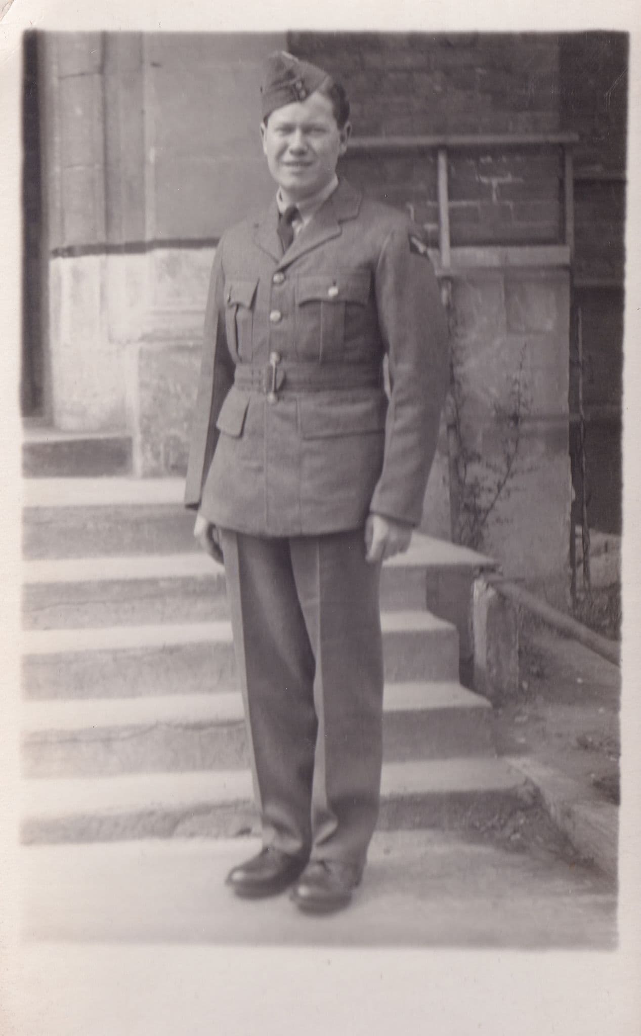 Military Soldier At Building Steps Real Photo Portrait Postcard ...