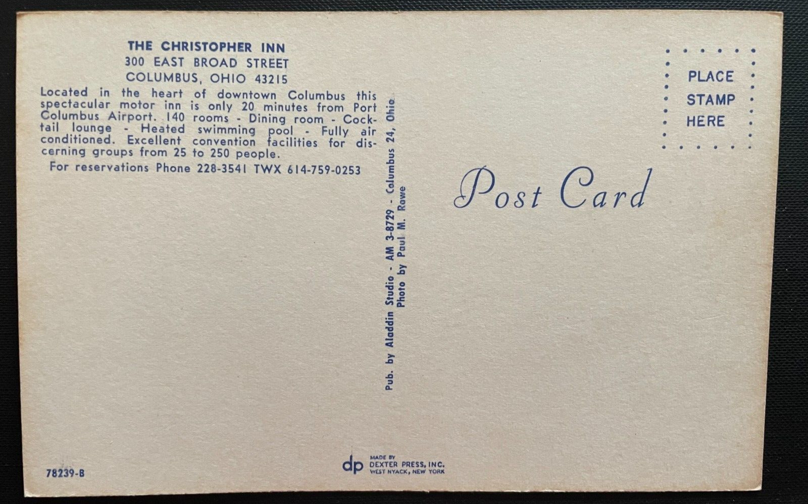 Vintage Postcard 1970's The Christopher Inn, Columbus, Ohio (OH ...