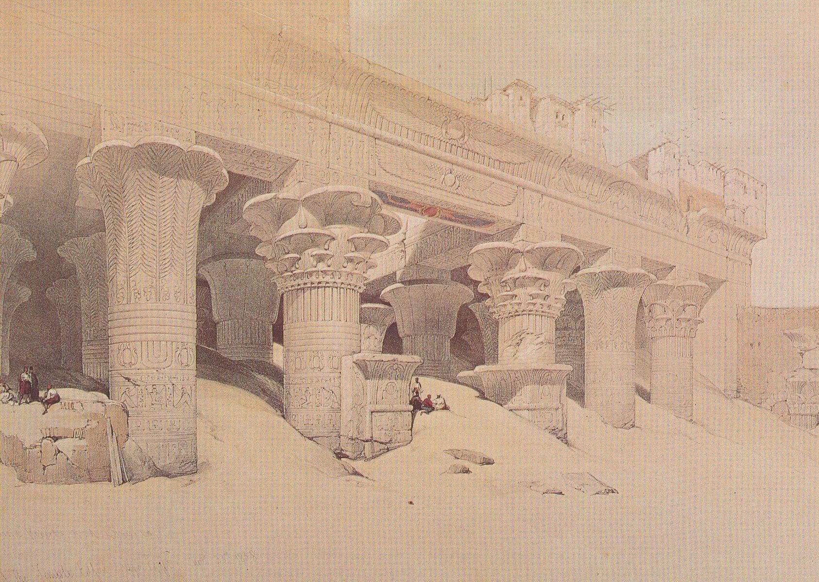David Roberts Portico Of The Temple Of Edfu Egypt Victorian Painting ...