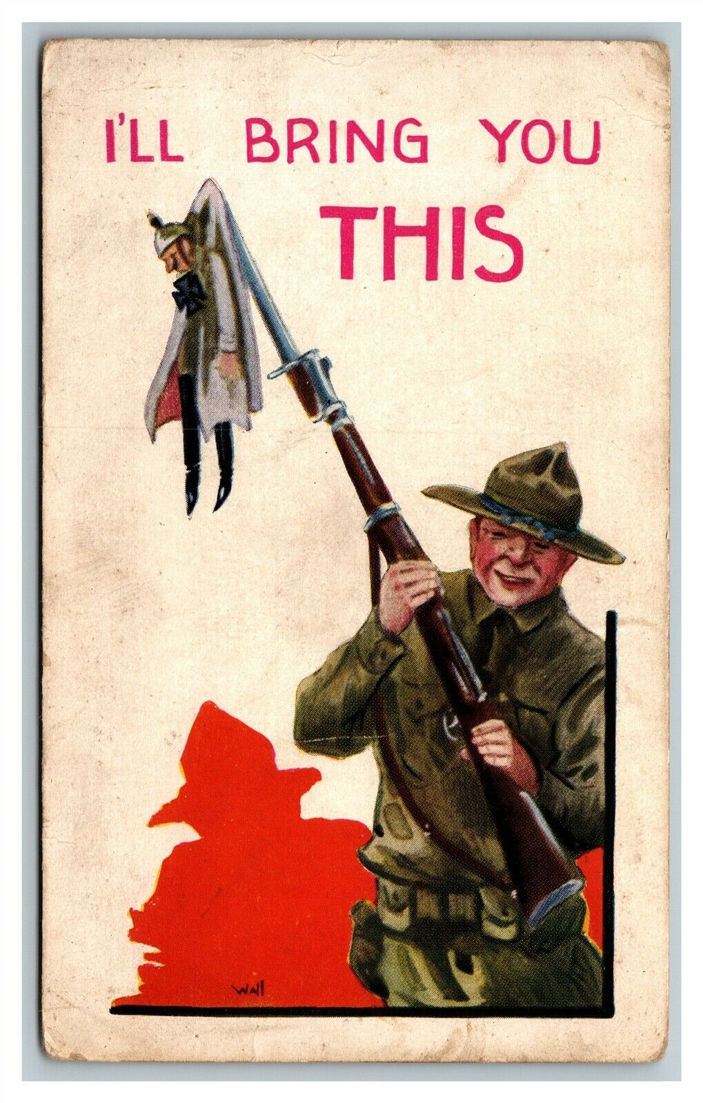 WWI Bernhardt Wall Artist Signed Postcard I'll Bring You This Hun On ...