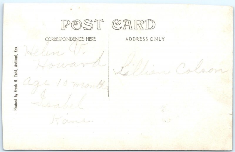 ID'd c1910s Isabel, KS Adorable Baby Girl RPPC Real Photo Helen V ...