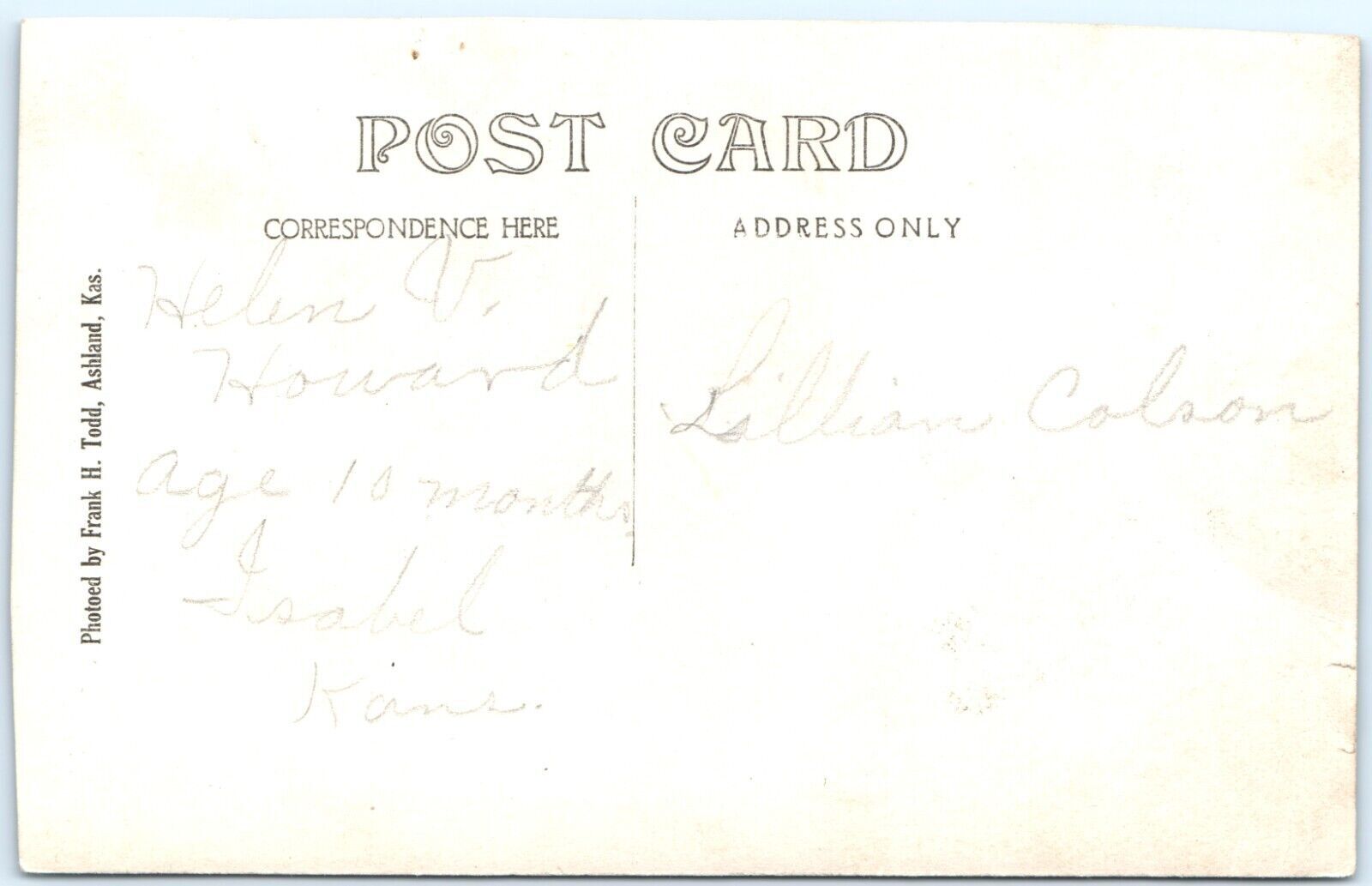 ID'd c1910s Isabel, KS Adorable Baby Girl RPPC Real Photo Helen V ...