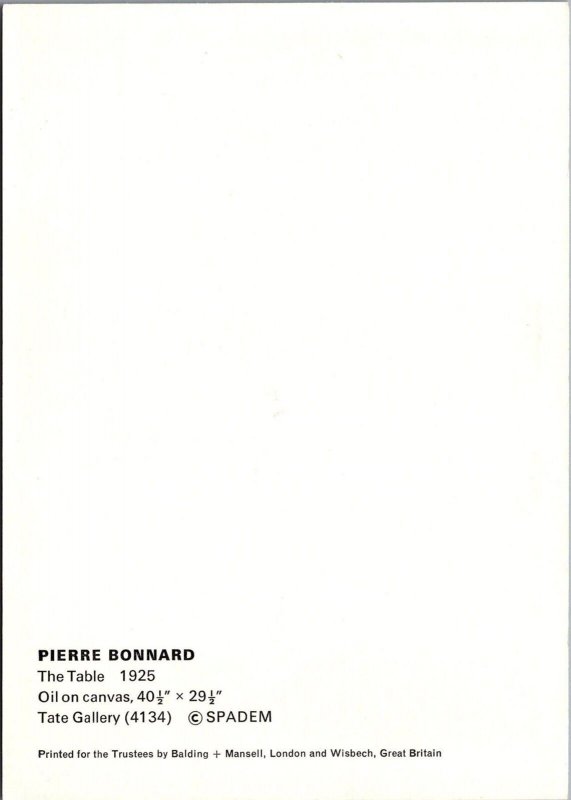 Art Postcard - Artist Pierre Bonnard, The Table 1925, Tate Gallery ...