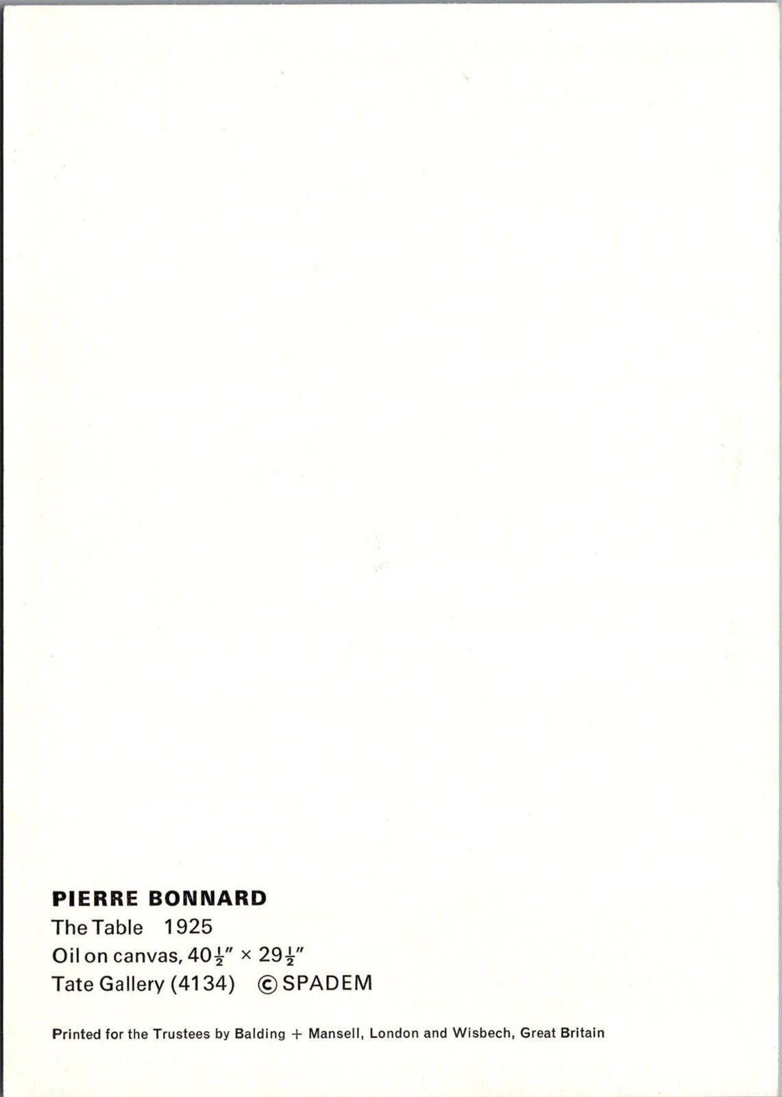 Art Postcard - Artist Pierre Bonnard, The Table 1925, Tate Gallery ...