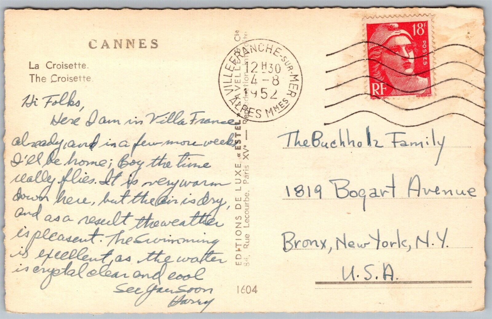 Vtg Cannes Italy The Croisette Beaches Street View Old Cars 1950s RPPC ...