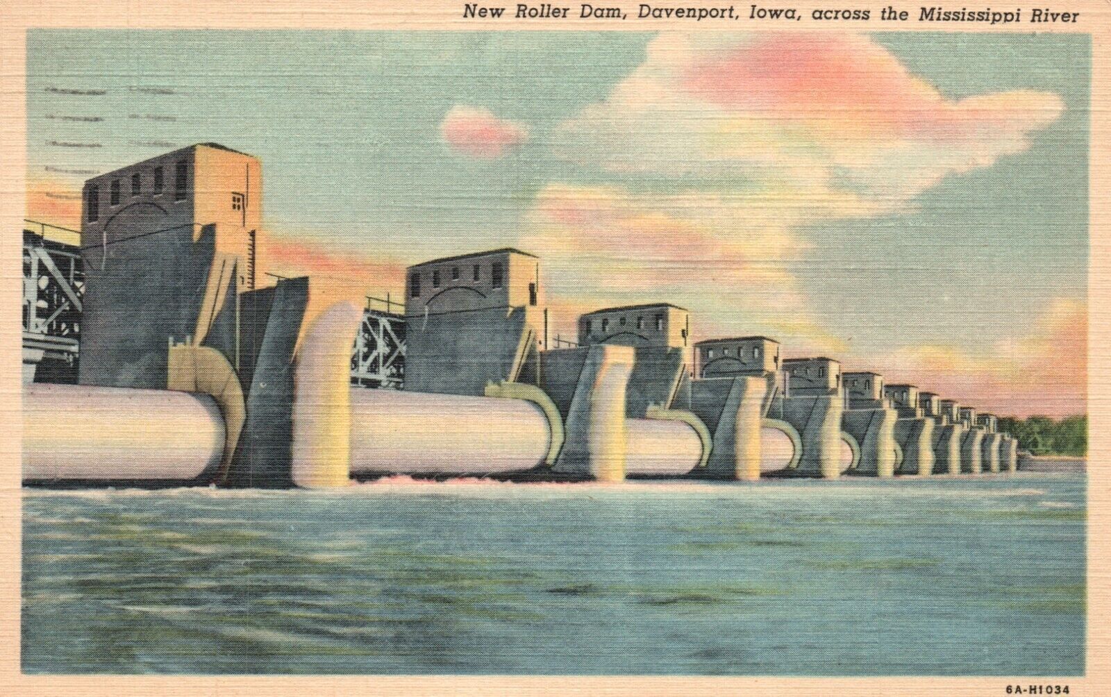 Vintage Postcard 1949 New Roller Dam Davenport Iowa Across Mississippi ...