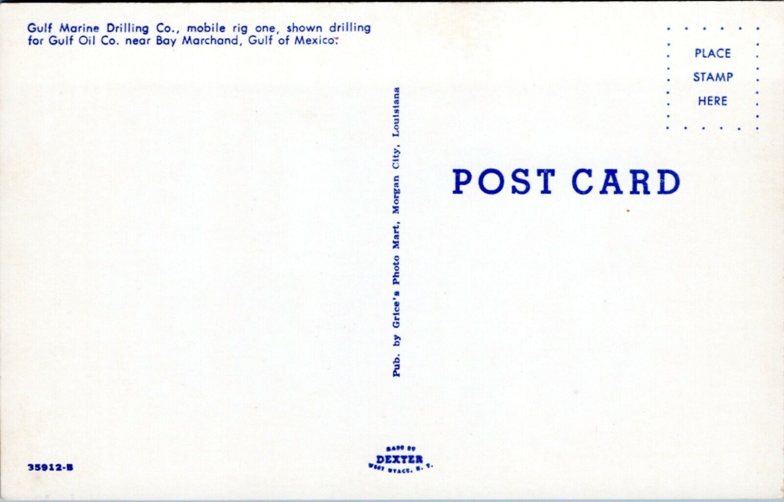 Postcard LA oil rig - Gulf Marine Drilling mobile rig one Bay Marchand ...