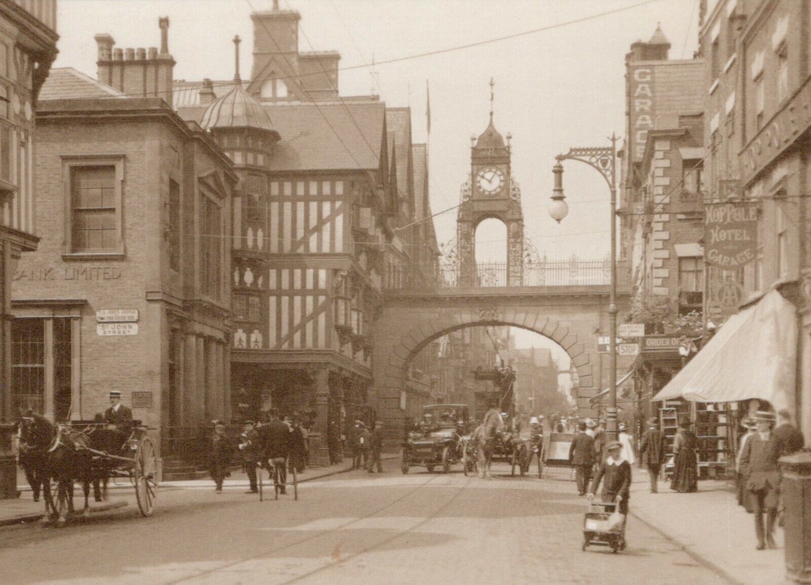 Cheshire Postcard - Chester, The Eastgate From Foregate Street (Repro ...