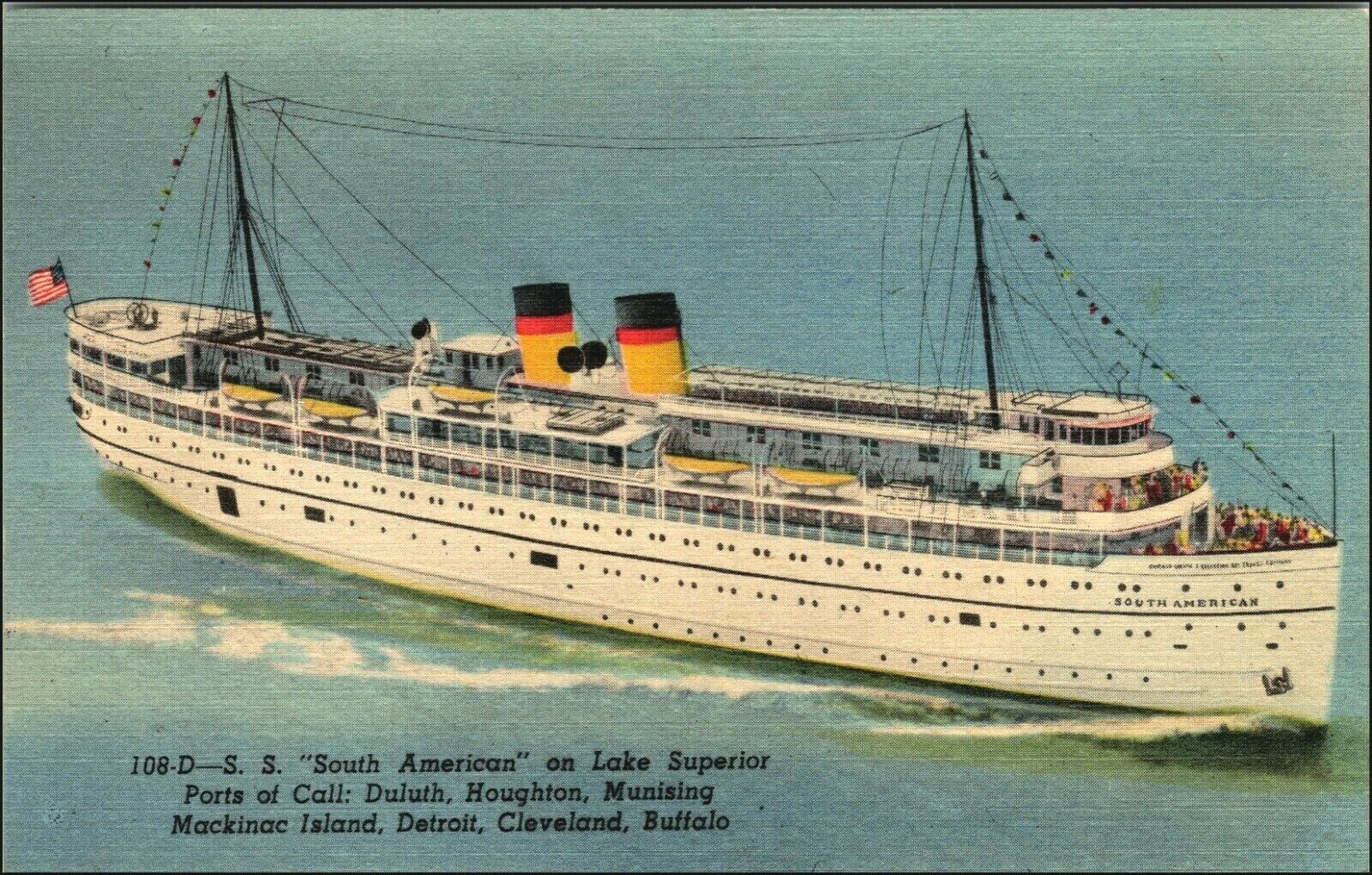 Vintage SS South American Ship. Lake Superior. Great Lakes Steamer ...
