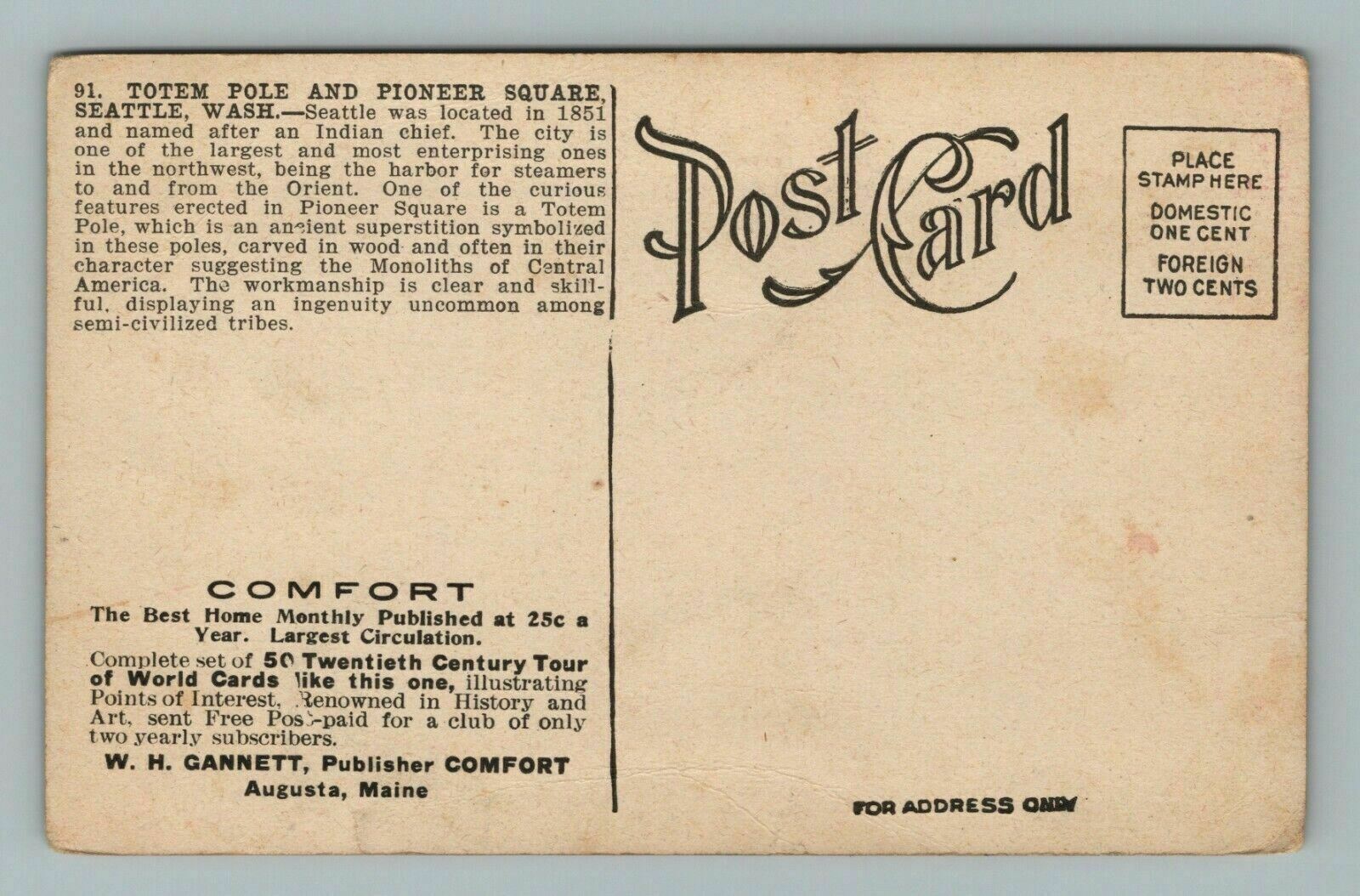 Totem Pole Pioneer Square Union Ticket Office Seattle Washington ...