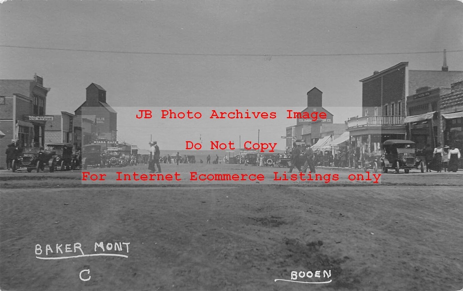 MT, Baker, Montana, RPPC, Street Scene, Business Section, Booen Photo ...