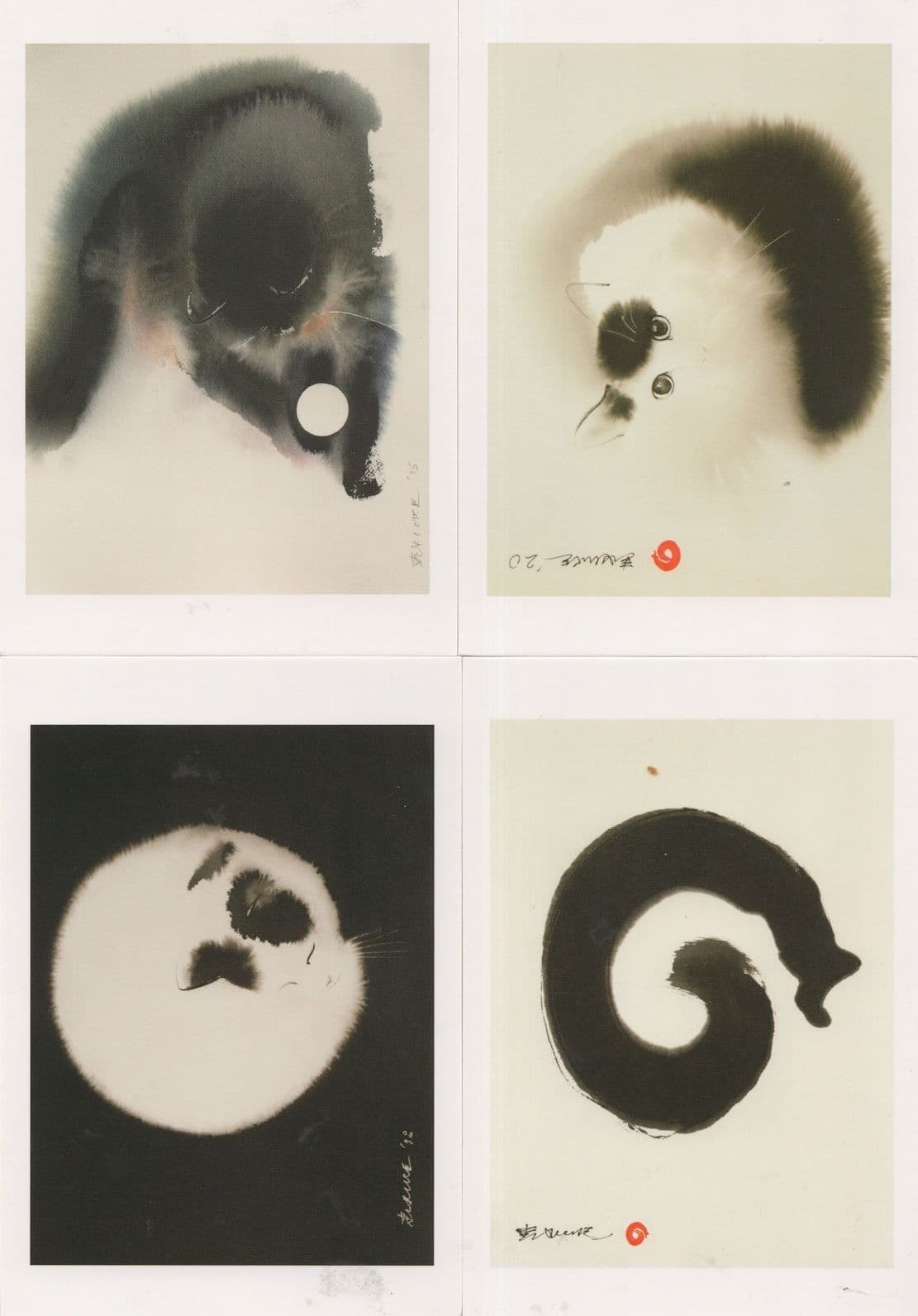 Cats Circular Art Cat As Circle Shapes 4x Painting Postcard s | Topics ...