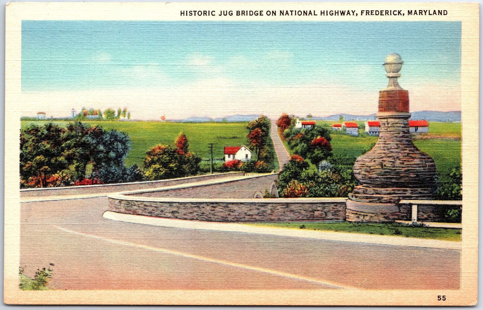 Vintage Postcard Historic JUG Bridge on National Highway at Frederick ...